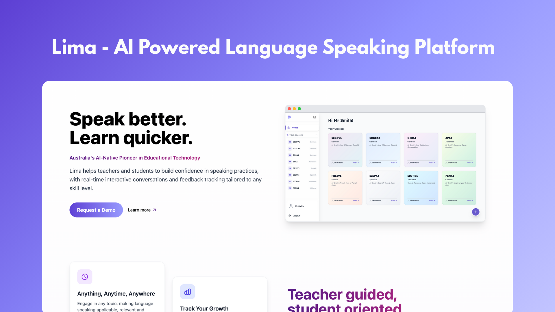 Lima | AI Powered Language Speaking and Learning Platform